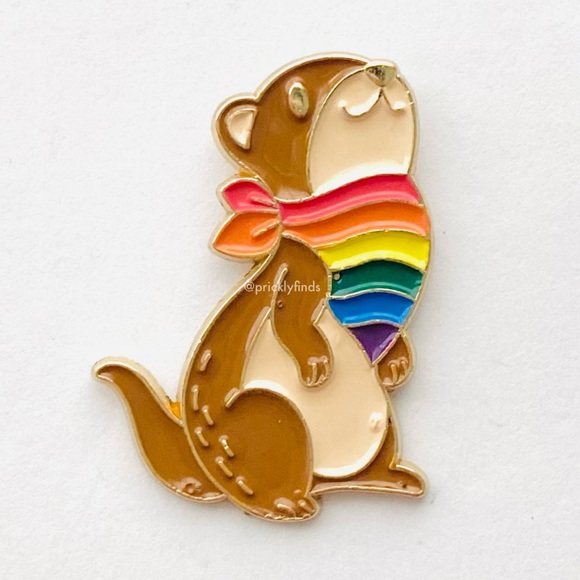 pricklyfinds | Jewelry | 84 Rainbow Pride Otter Bandana Enamel Pin ...